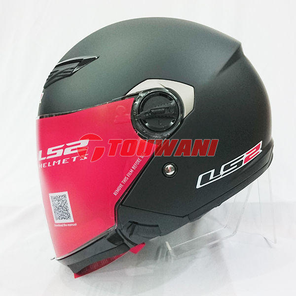 Jual Helm LS2 OF569.1 Scape Solid Matt black open face double visor de